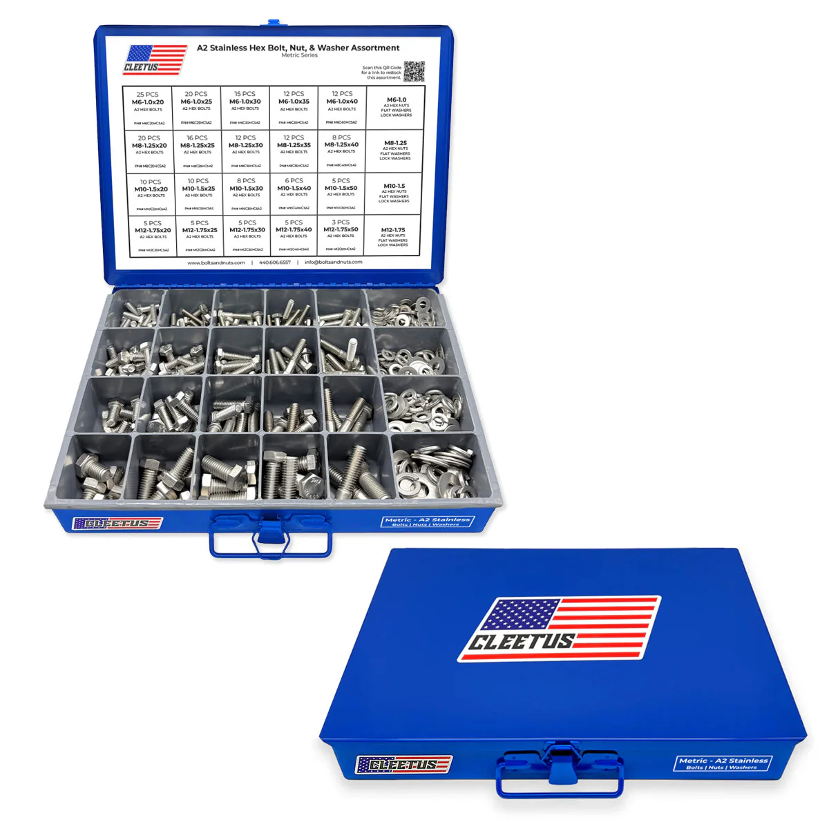 Metric Stainless Hex Bolt, Nut & Washer Assortment - 600 Piece ...
