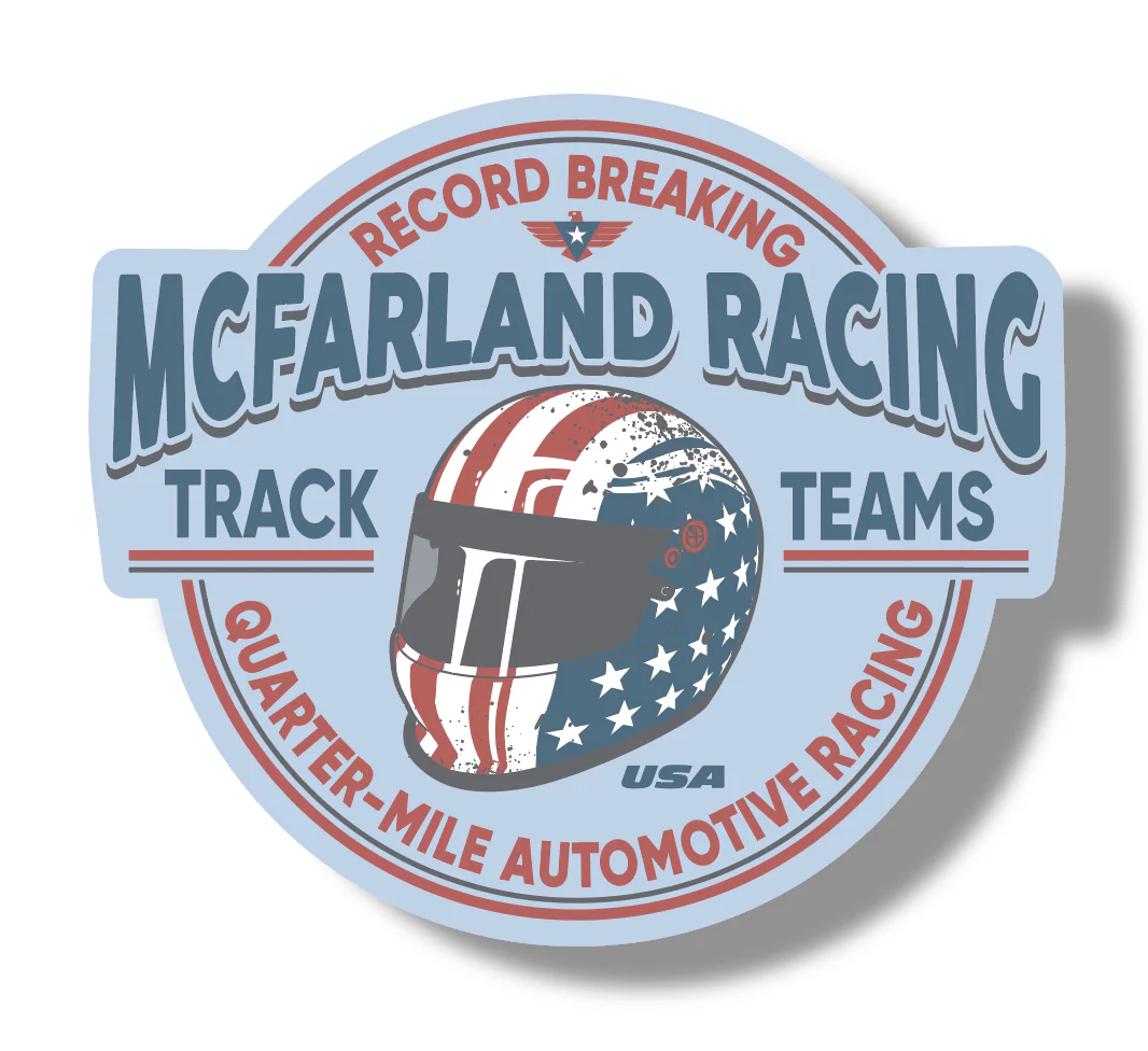 McFarland Racing Track Teams Sticker (Blue Or Black) - Cleetus Mcfarland